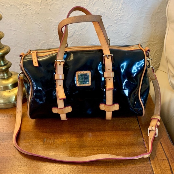 Dooney & Bourke | Bags | Dooney Bourke Patent Leather With Leather Trim ...